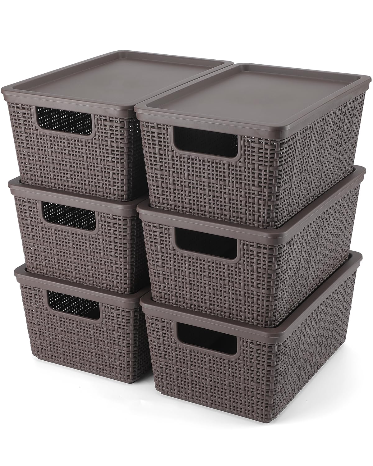 EOENVIVS Plastic Storage Baskets with Lids Kitchen Organizers and ...