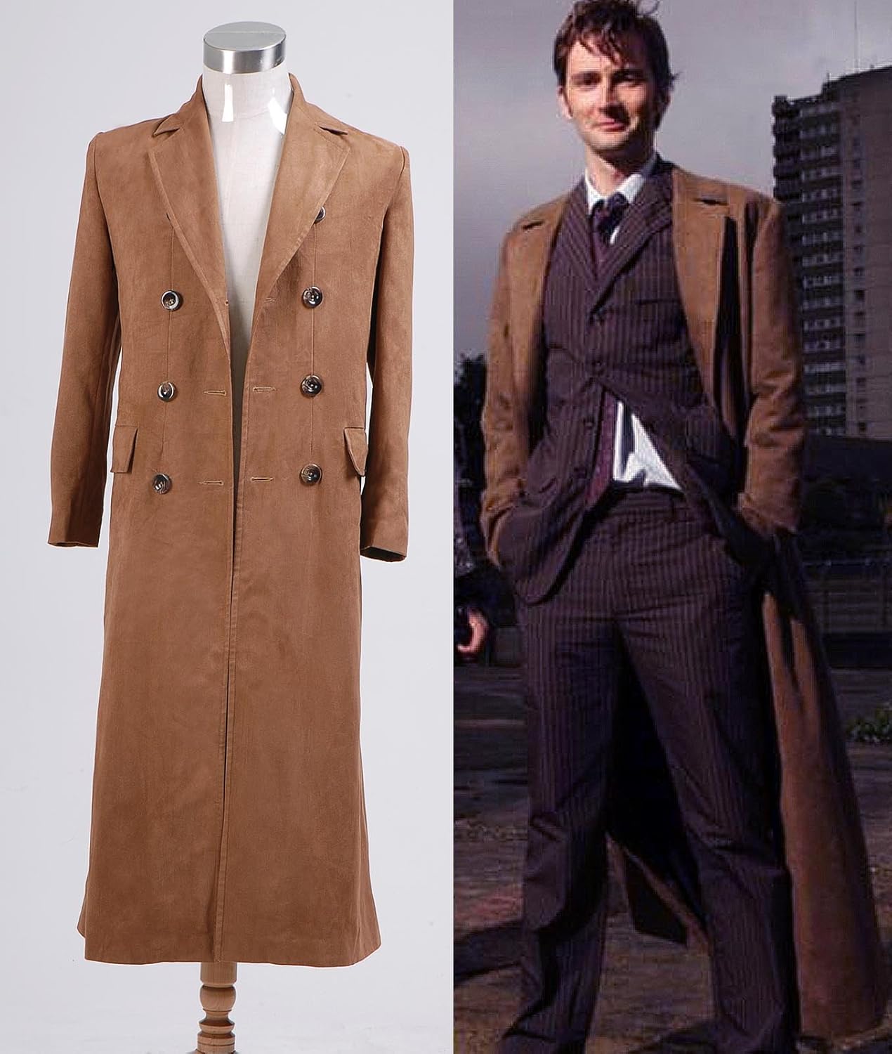 Doctor Dr. Who cool long Homme Manteau en Trench Cosplay Costume - Brun ...
