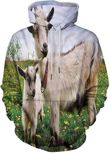 Goat Hoodie Hooded Sweatshirt Pastures Summer Time Husbandry: Amazon.ca ...