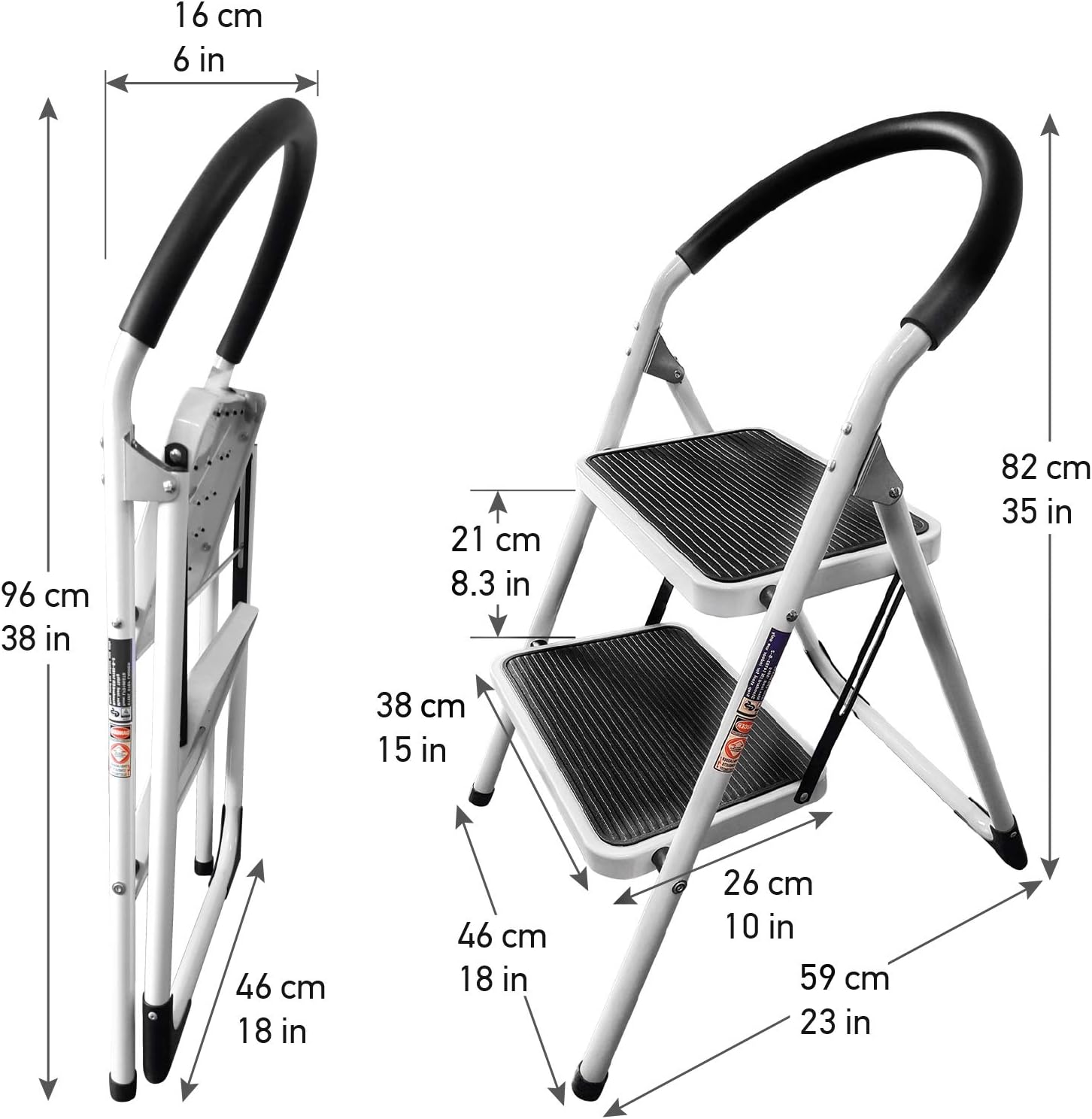 Wonder Worker Barrow 2 Step Ladder Heavy Duty, Folding Step Stool ...
