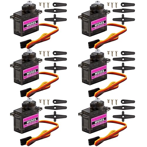 CenryKay MG90S Servo 9G Micro Servo Motor，6PCS MG90S Metal Geared Servo ...