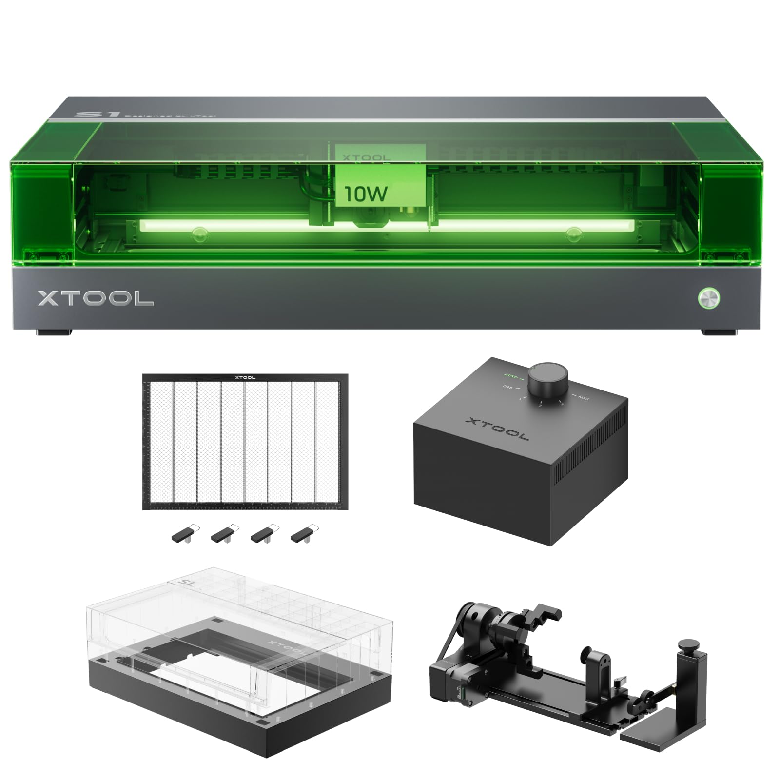 xTool S1 10W Laser Engraver Basic Bundle with RA2 Pro and Riser Base ...