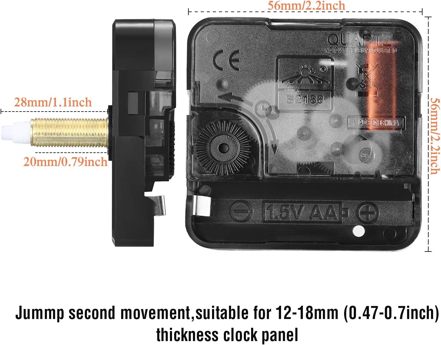 2 Pieces High Torque Long Shaft Clock Movement Mechanism with 5 ...