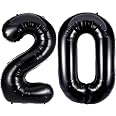 Amazon.com: Black 20 Number Balloons, 40 Inch Giant Number 20 Balloons ...