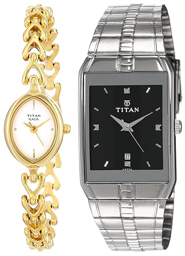 Buy Titan Analog Watches Combo (2370YM01, NH9151SM02A, Gold, Silver) at ...