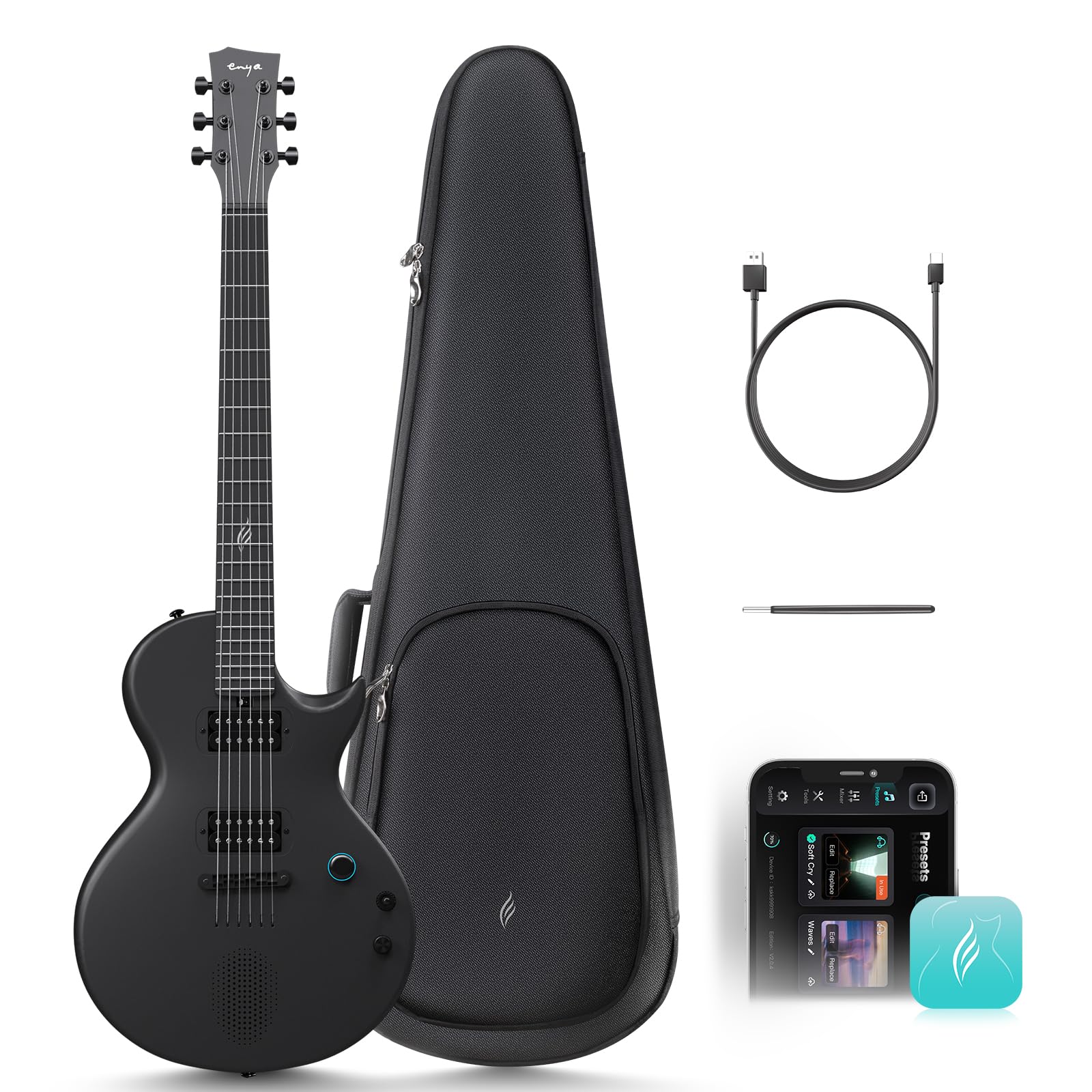 Enya Electric Guitar Nova Go Sonic Smart Electric Carbon Fiber Guitarra with 10W Wireless ...