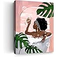 Amazon.com: African American Black Woman Canvas Print Artwork - Abstract Boho Wall Art, Framed ...