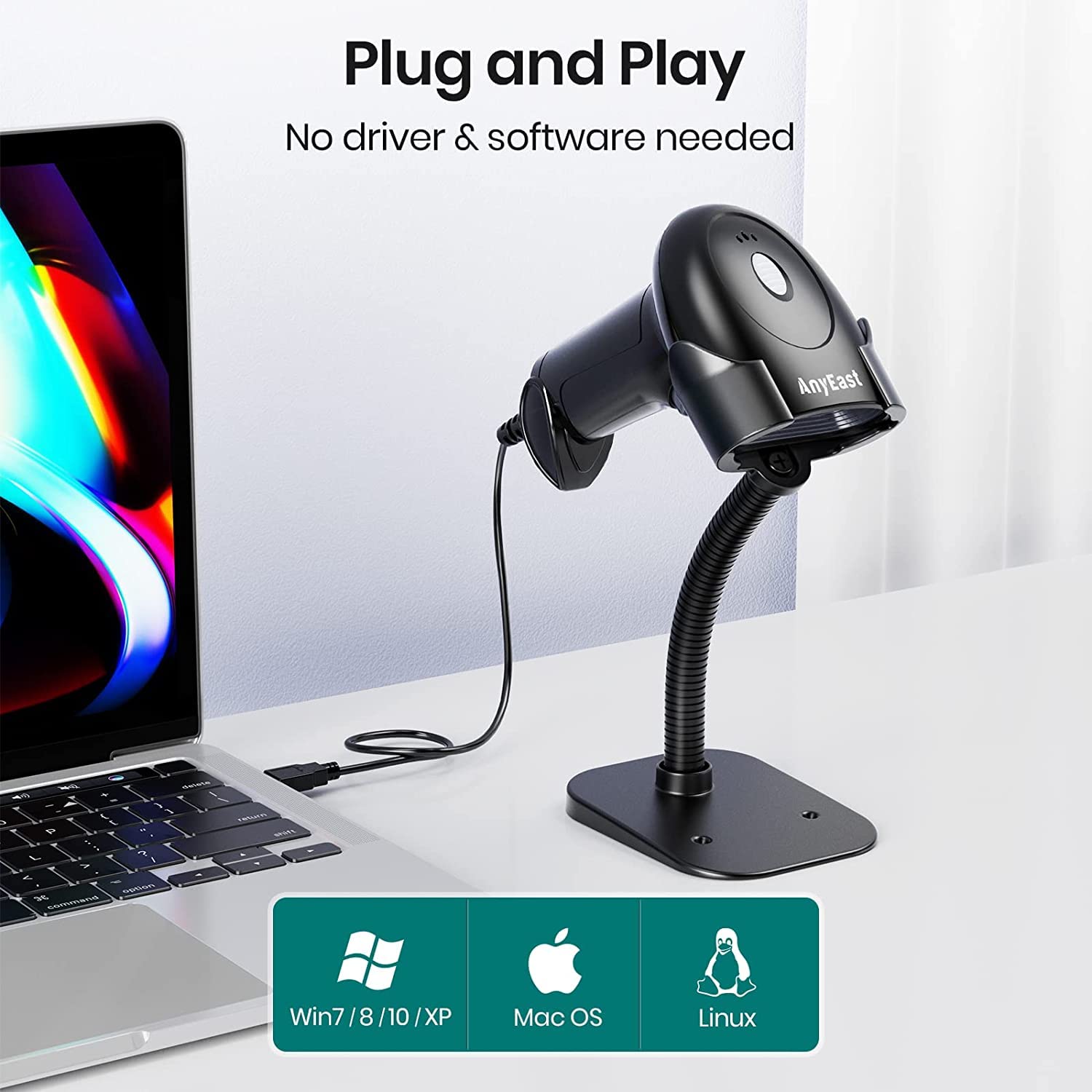 Mua Barcode Scanner with Stand, USB Wired Inventory 2D 1D QR Code ...