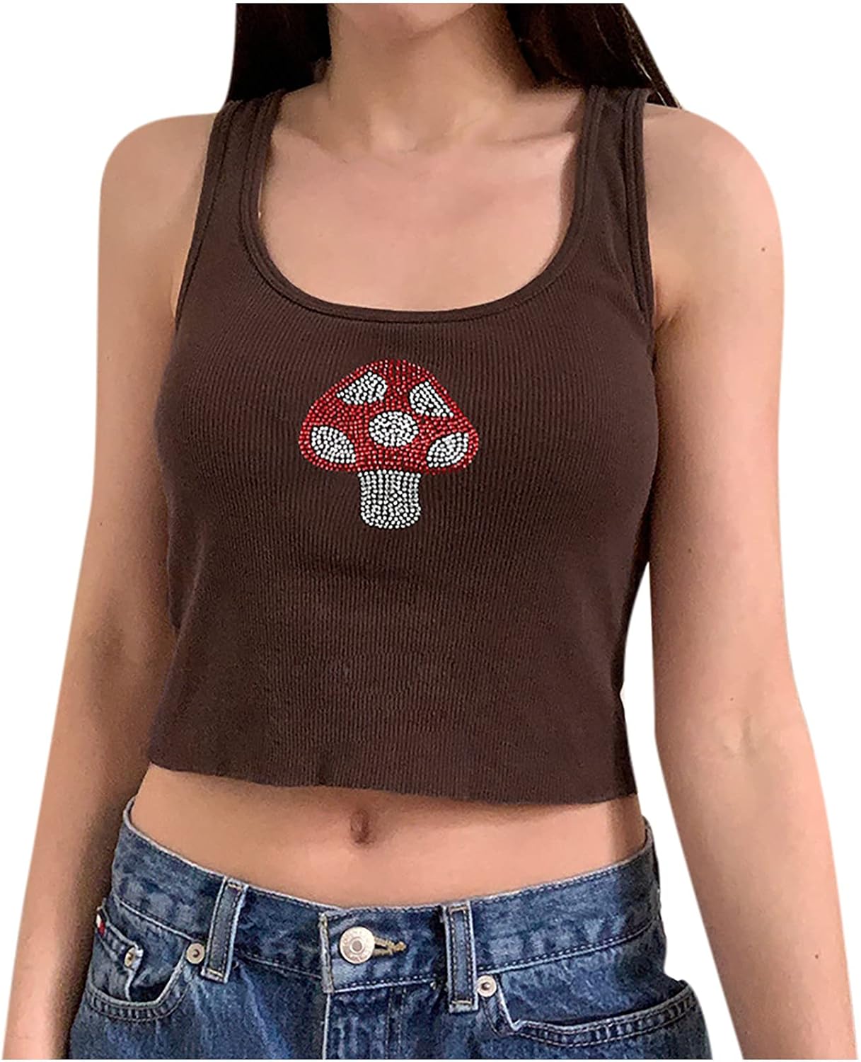 xinchengruishangmao Tank Tops for Teen Girls, U NCK Plain Solid Color ...