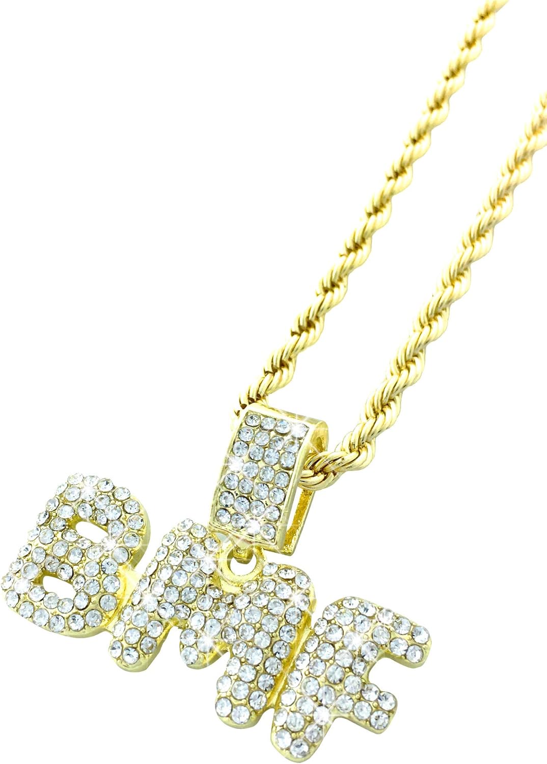 Amazon.com: Exo Jewel Gold Diamond BMF Bubble Word Pendant with 24 ...