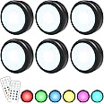 Cadrim Puck Lights, 6 Pack Black 13 Colors Changeable Under Cabinet Lights, Puck Lights with ...