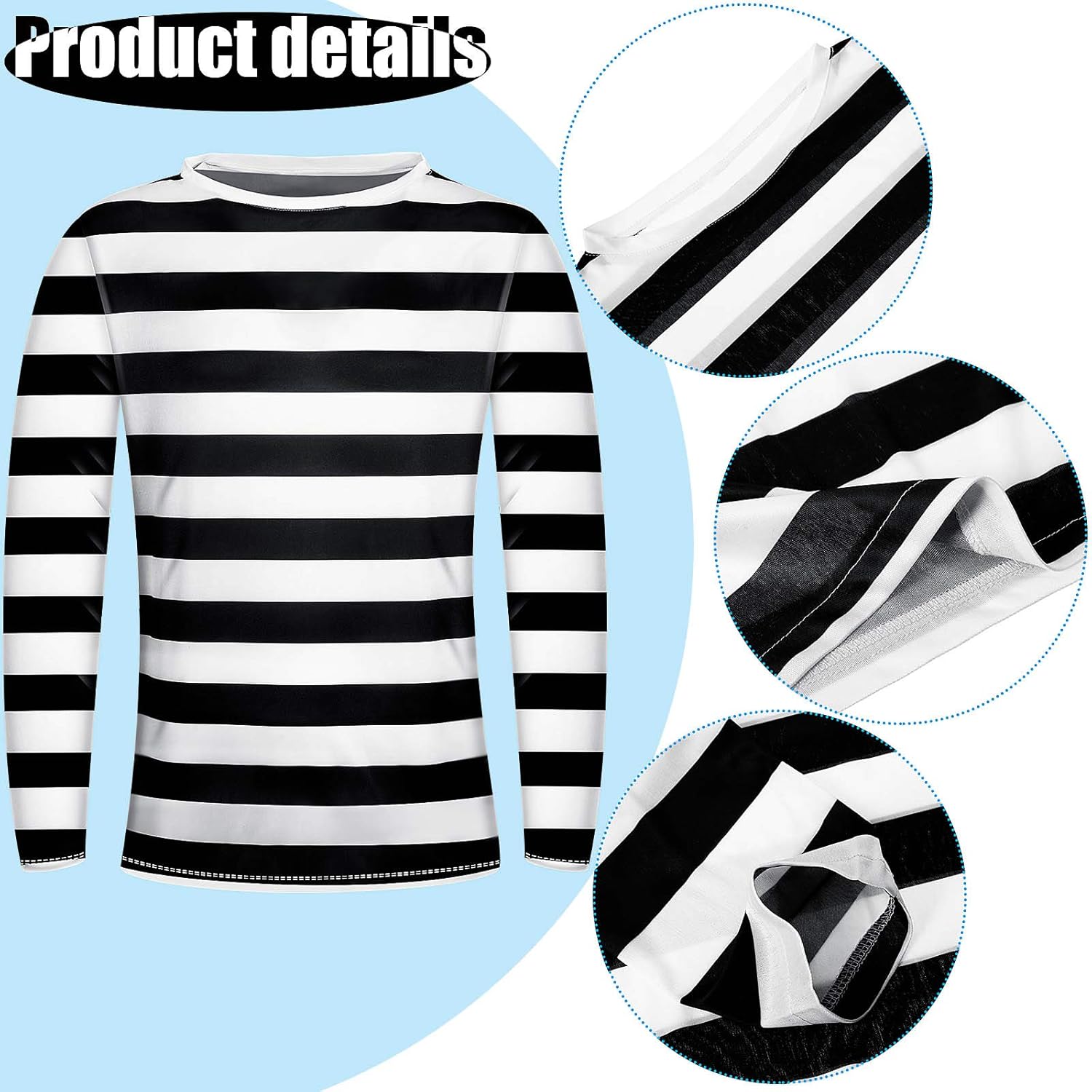 Halloween Robber Costume Set, Include Striped Long Sleeve T-shirt Knit ...