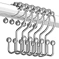 Amazon.com: Titanker Shower Curtain Hooks Rings, Rust-Resistant Metal ...
