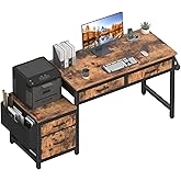 Amazon.com: Lufeiya Home Office Desk with Fabric File Drawers Cabinet ...