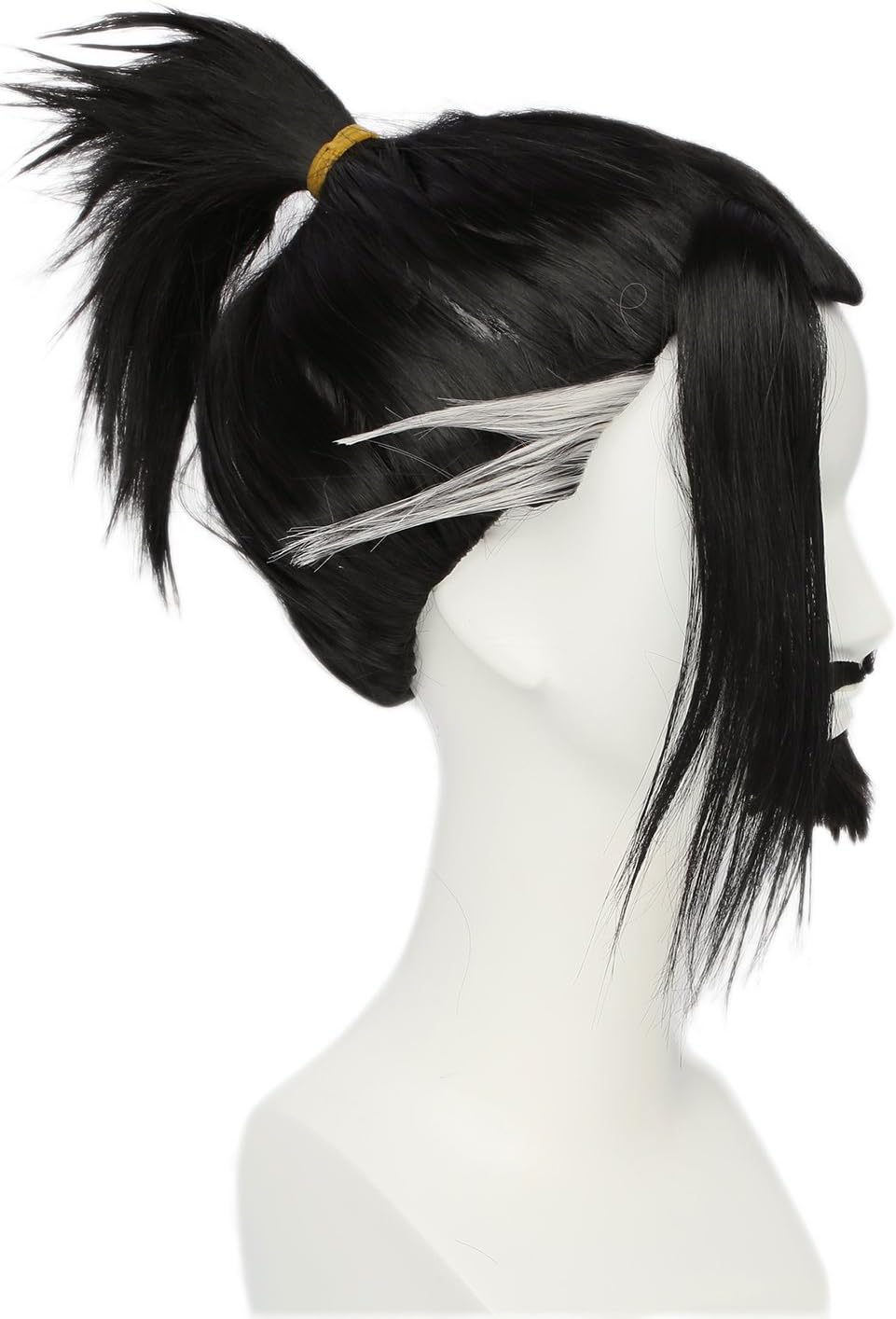 OW Shimada Hanzo Wig Cosplay Black White Short Braided Handmade Hair ...