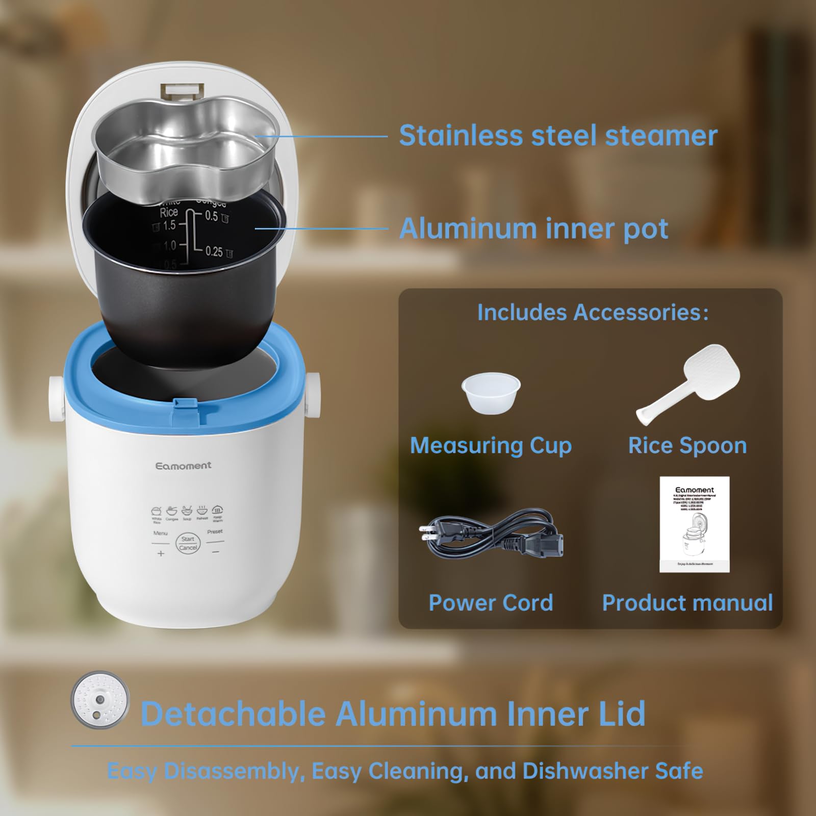 Mua Blue Mini Rice Cooker Small 1 Cup-2 Cup Non-Stick Coated Insert ...