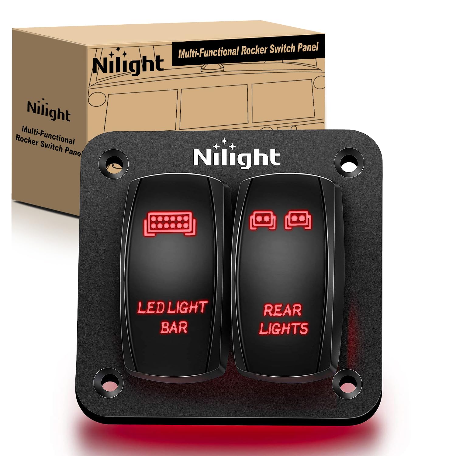 Mua Nilight 2 Gang Rocker Switch Panel LED Light Bar Switch Rear Lights ...