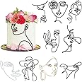 Amazon.com: Marsui 10 Pcs Boho Lady Face Cake Topper Acrylic Minimalist ...