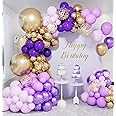 Amazon.com: Purple and Gold Balloon Arch Kit, 132Pcs 18/12/10/5 Inch ...