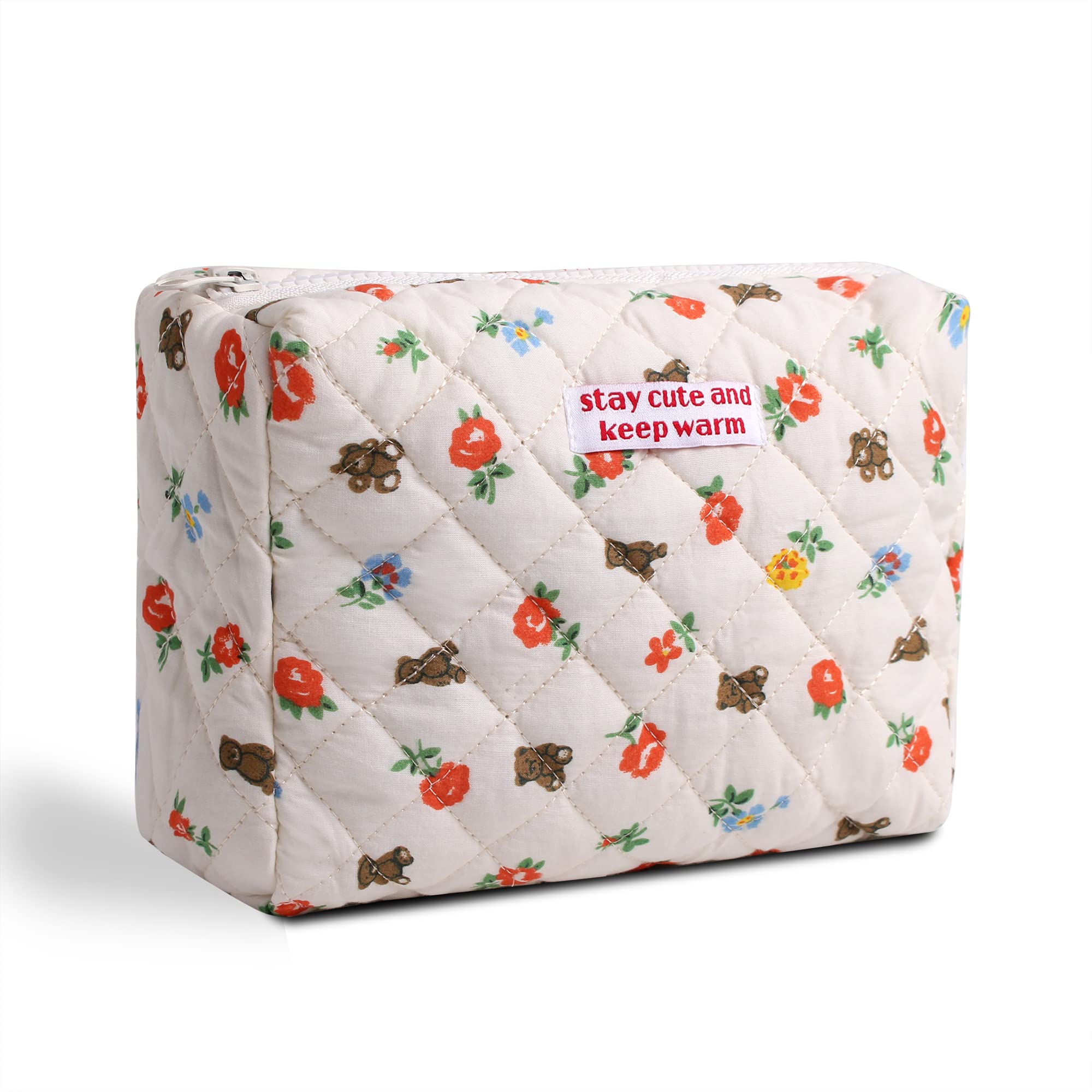 Dalulu Cute Makeup Bag Large Cosmetic Bag Aesthetic Floral Makeup Pouch ...