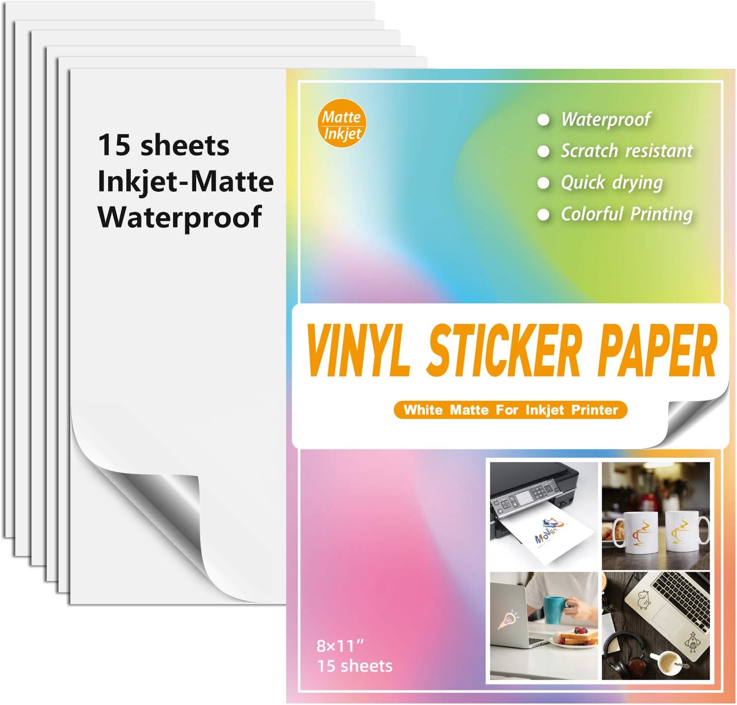 Amazon Waterproof Printable Vinyl Sticker Paper For Inkjet 