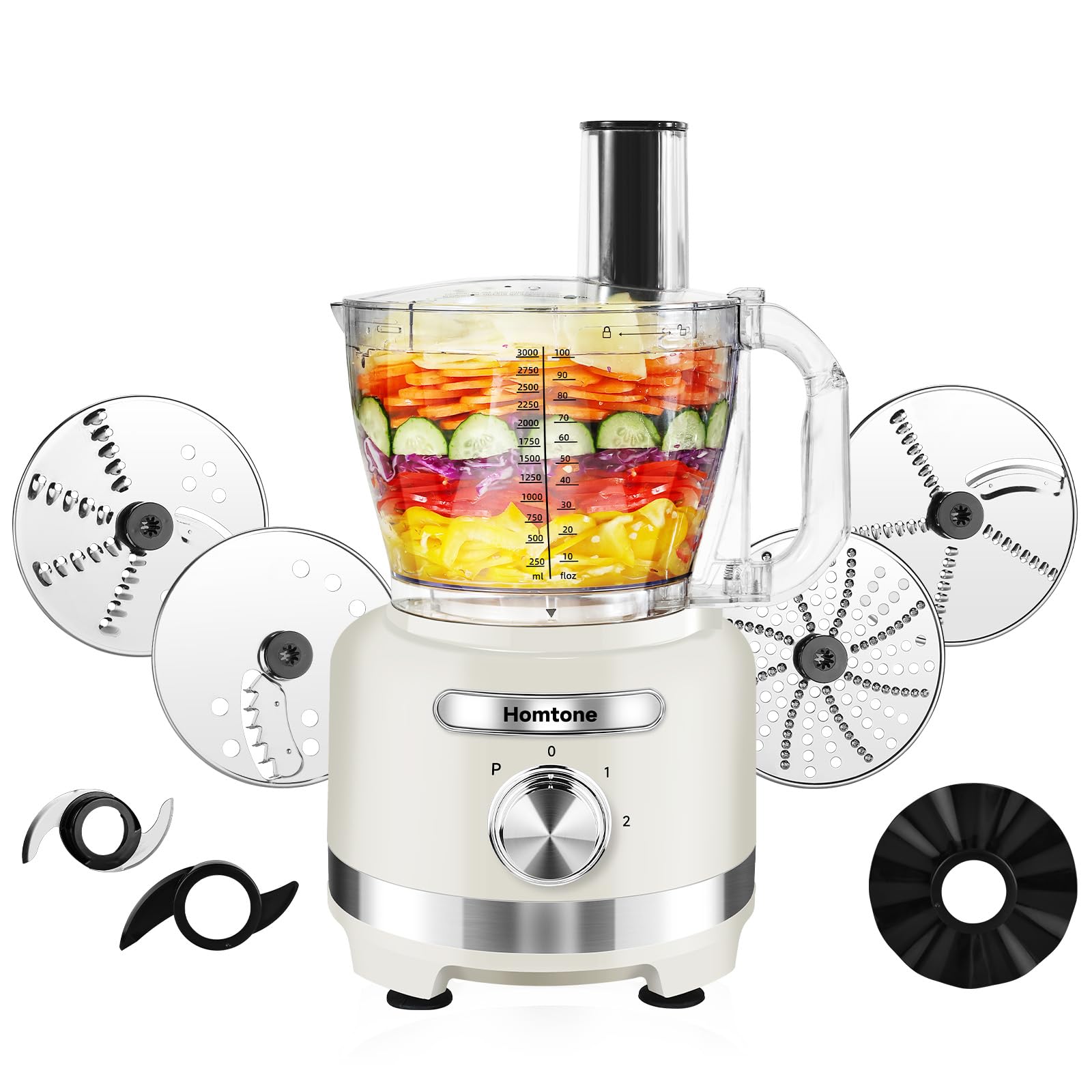 Homtone 16 Cup Food Processor, French-Fry-Cutter Food Processors, 9 ...