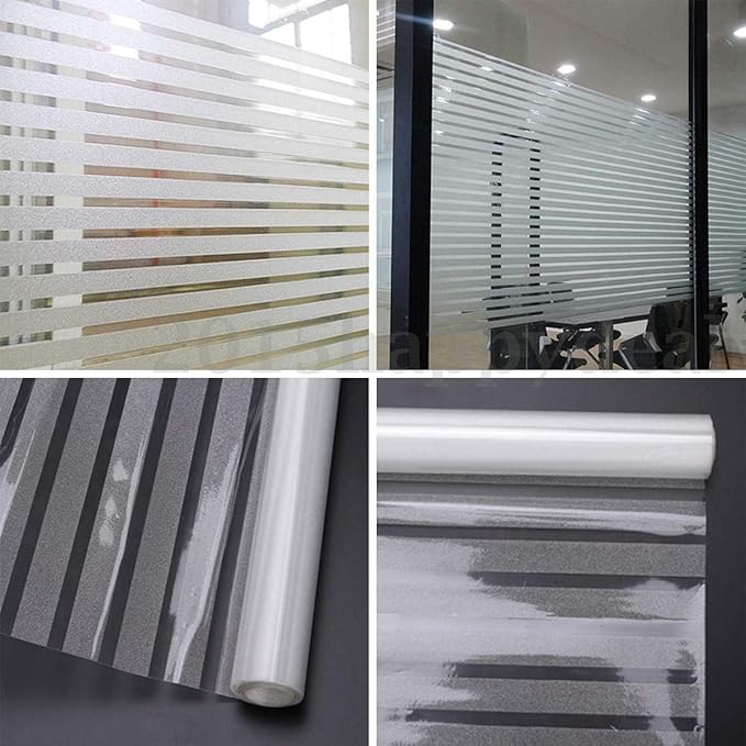 Buy Privacy Stripe Frosted Decorative Glass Window Vinyl Static Cling ...