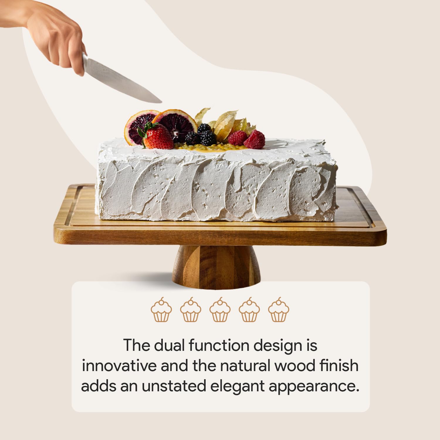 Mua HOMESPHERE Acacia Wood Cake Stand with Lid - Rectangular Cake ...