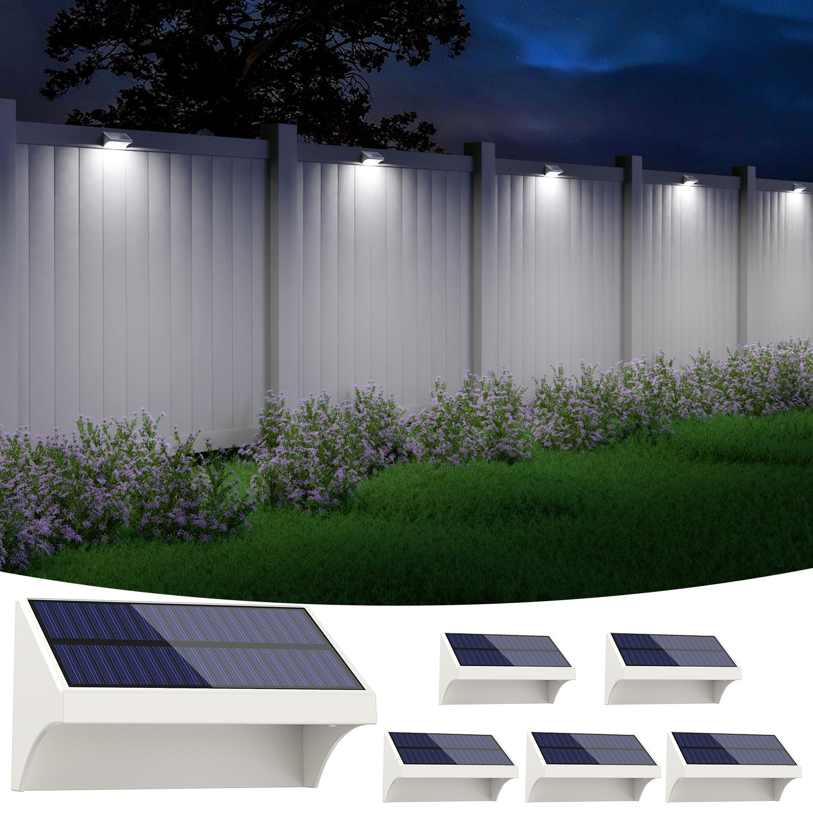 NIORSUN Outdoor Solar Lights for Fence,Solar Fence Light with Warm ...