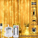 300 LED Waterproof Curtain Light with Hooks 3mX3m, Fairy String Lights ...