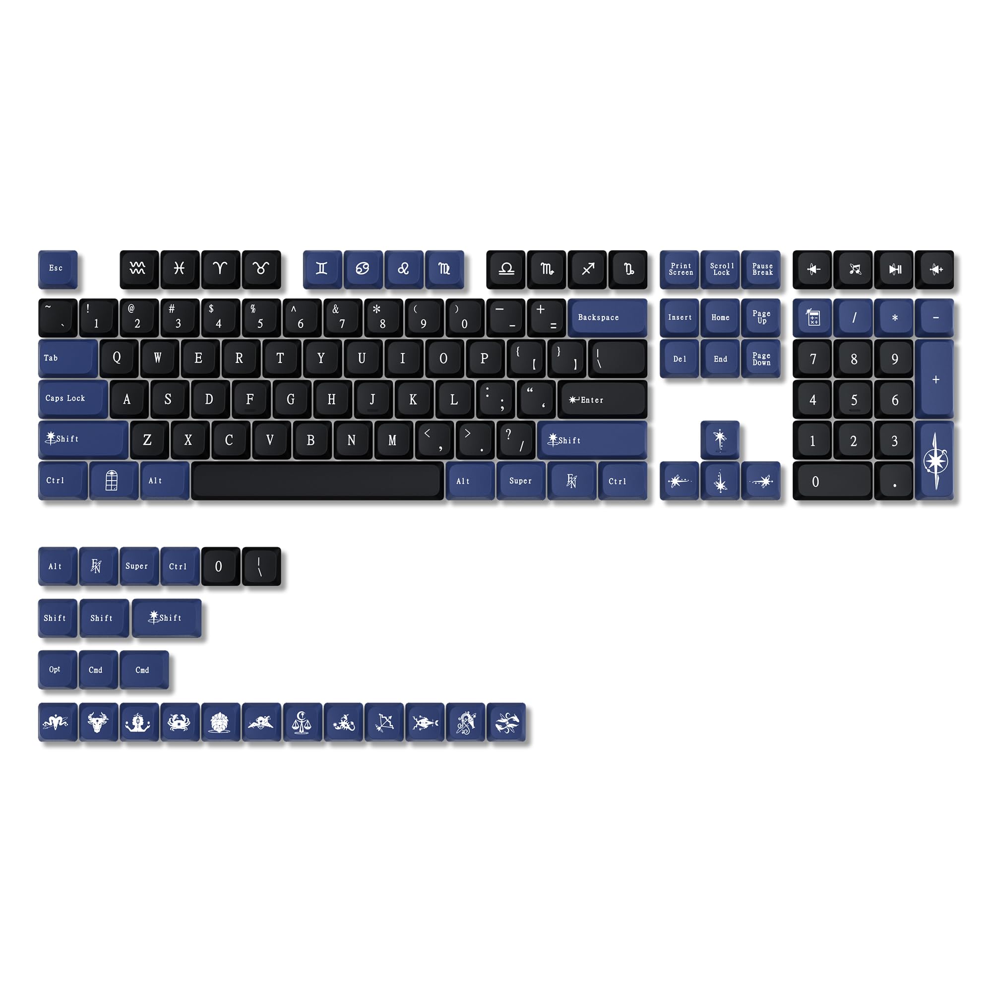 Mua XVX Low Profile PBT Dye Sub Keycaps, Constellations Theme Black and ...