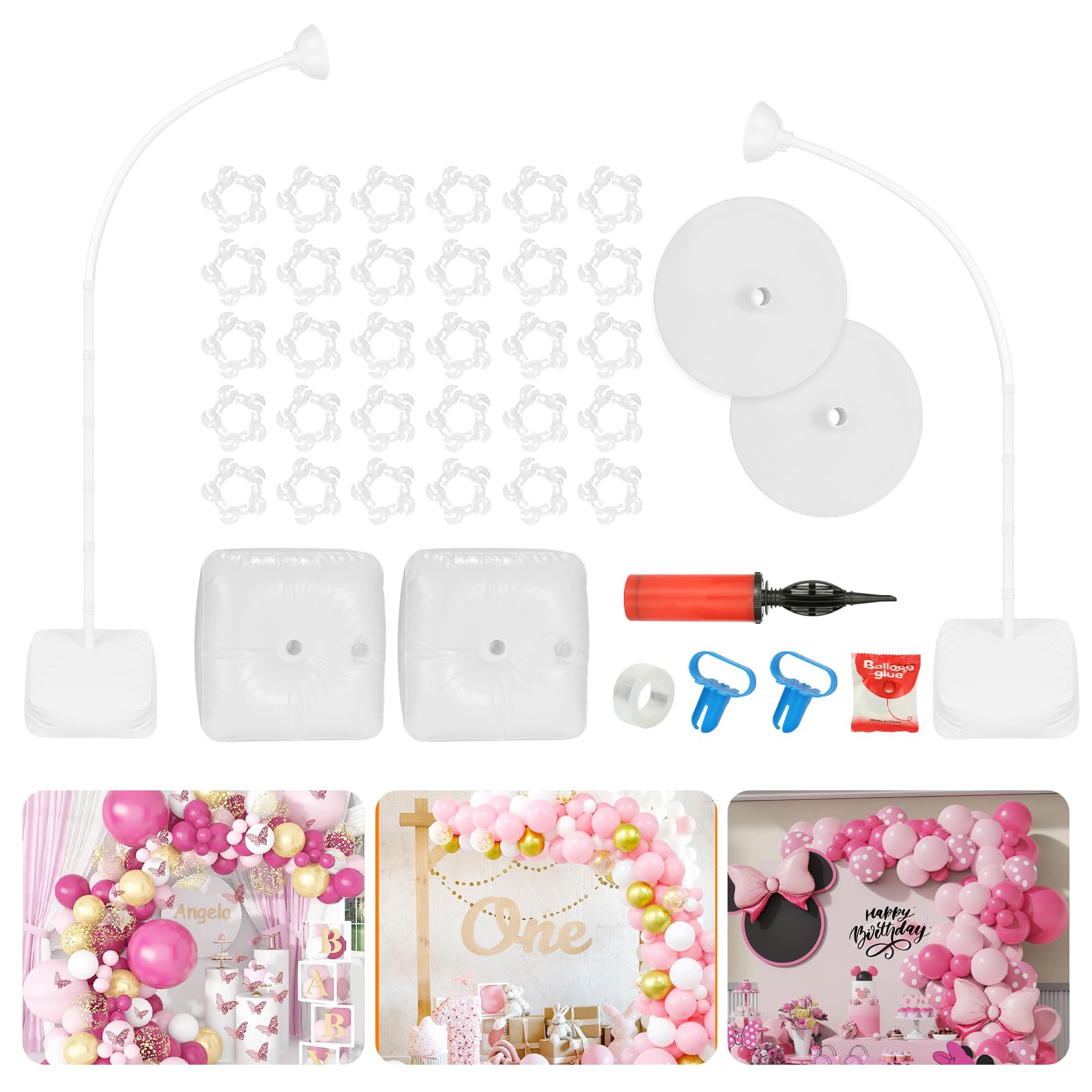 Balloon Arch Kit, Bendable 8FT and 6FT Balloon Arch Stand with Base and ...