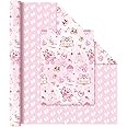 Amazon.com: WERNNSAI Baby Girl Reversible Wrapping Paper - 1 Roll 17” x ...