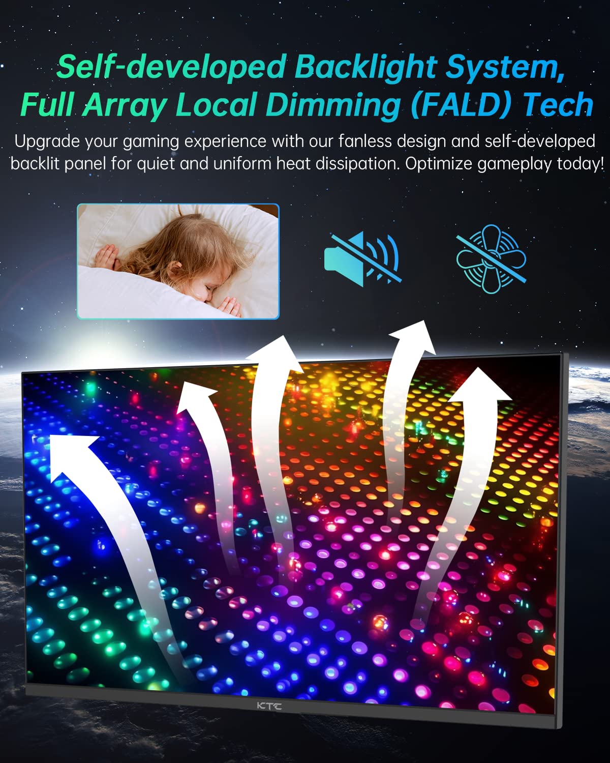 KTC 27 Inch Mini LED Monitor, 1440P 165Hz/144Hz Gaming Monitor, HDR1000 ...