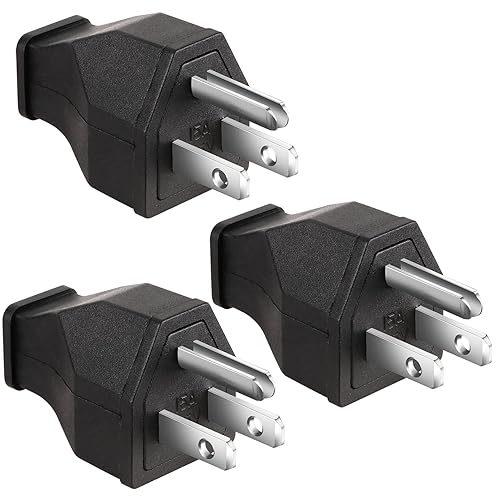 TENINYU 2-Pole, 3 Wire Grounding Plug Male Extension Cord Straight ...