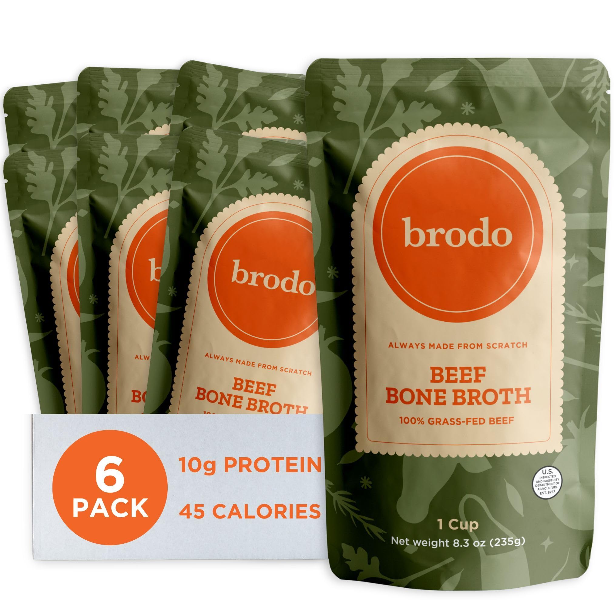 Brodo 100% Grass-Fed Beef Bone Broth, Collagen-Rich and Protein-Packed ...