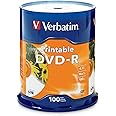 Amazon.com: Verbatim DVD-R 4.7GB 16X White Inkjet Printable with Branded Hub, 100-Disc ...