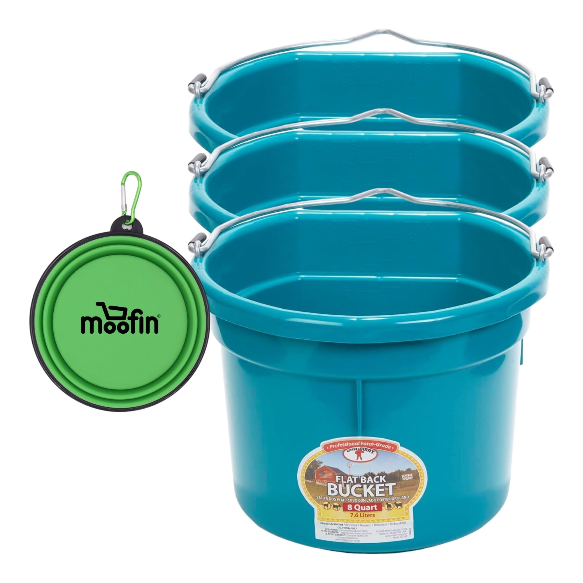 moofin Little Giant Horse Bucket, 2 Gallon with Moofin Silicon Pet Bowl ...