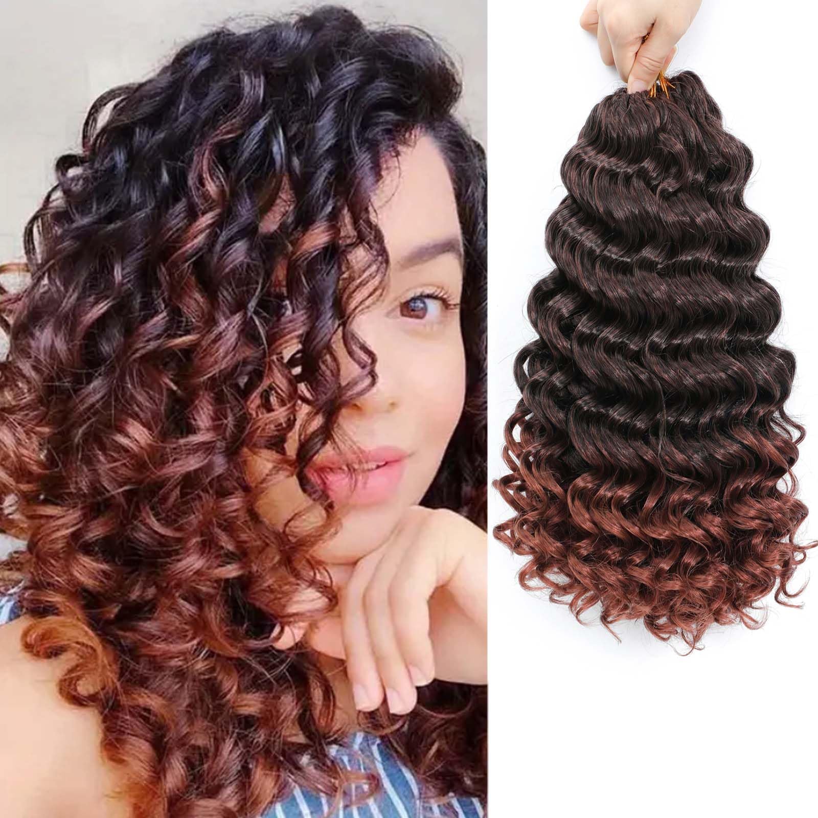 Ocean Wave Crochet Hair 12 Inch T350 Deep Wave Crochet Hair for Women 8 ...