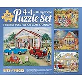 Amazon.com: Bits and Pieces - 4-in-1 Multi-Pack - 300 Piece Jigsaw Puzzles for Adults-Each ...