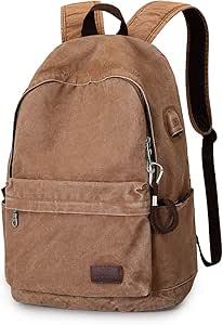 Amazon.com: Canvas Backpack Lightweight Travel Daypack Student Rucksack ...