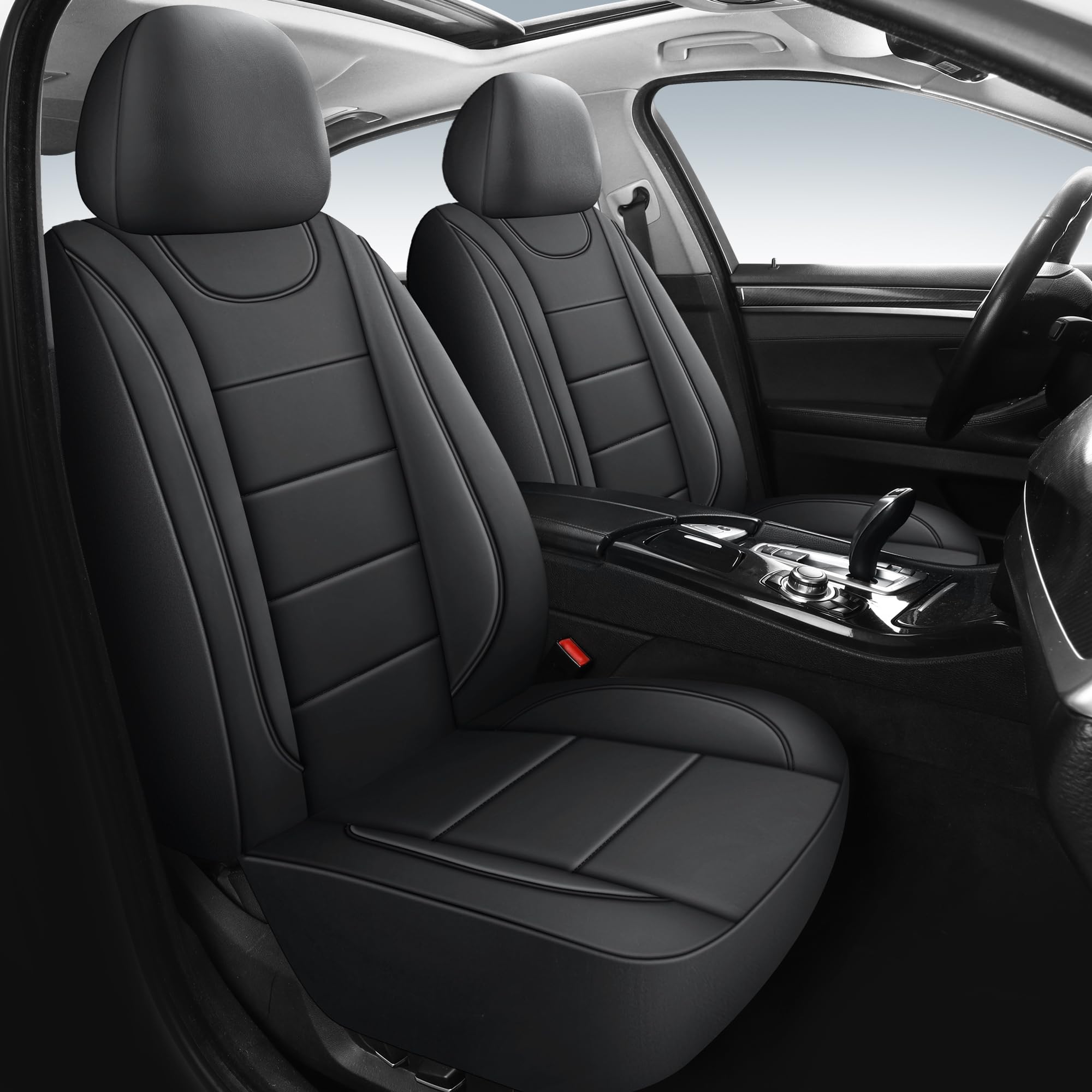 HChengkikz Car Seat Covers, Quilting Leather Seat Cover Two Front Seats ...