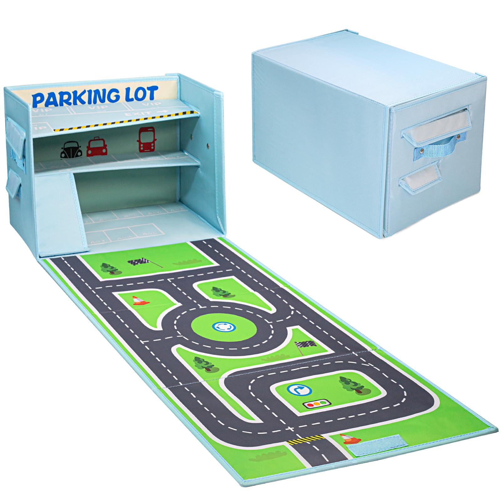 Livememory Toy Car Garage Box - Toy Car Storage Toy Car Box for with ...