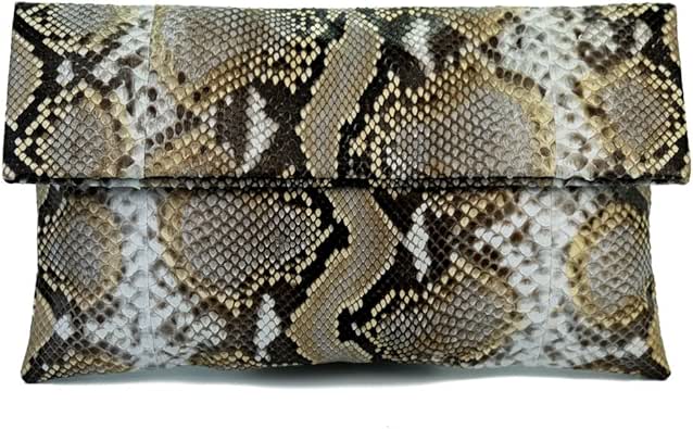 Beige Motif Real Snakeskin Clutch and Python Foldover Clutch Bag ...