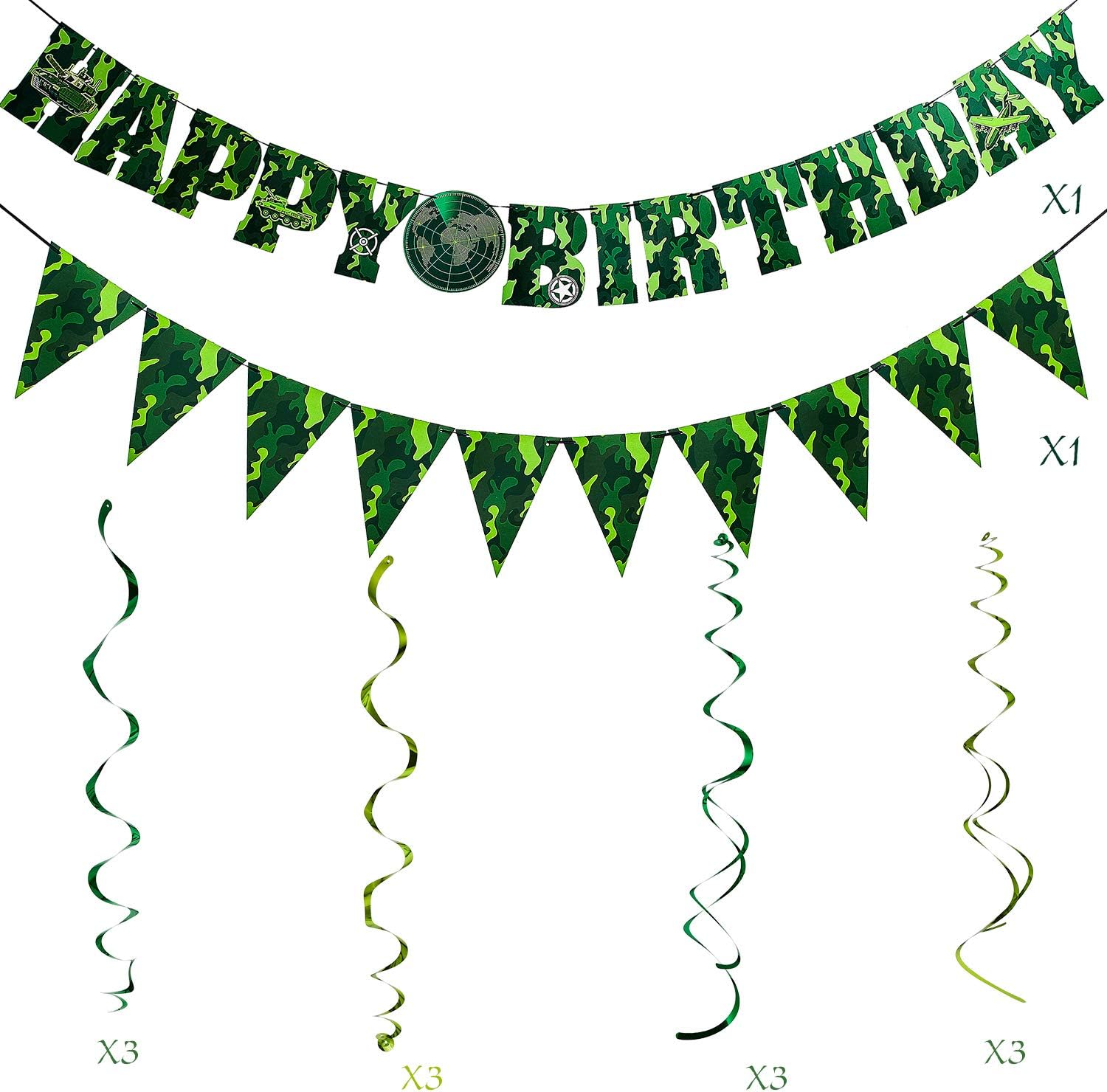 14 Pieces Camouflage Banner Army Birthday Decorations Camo Birthday ...