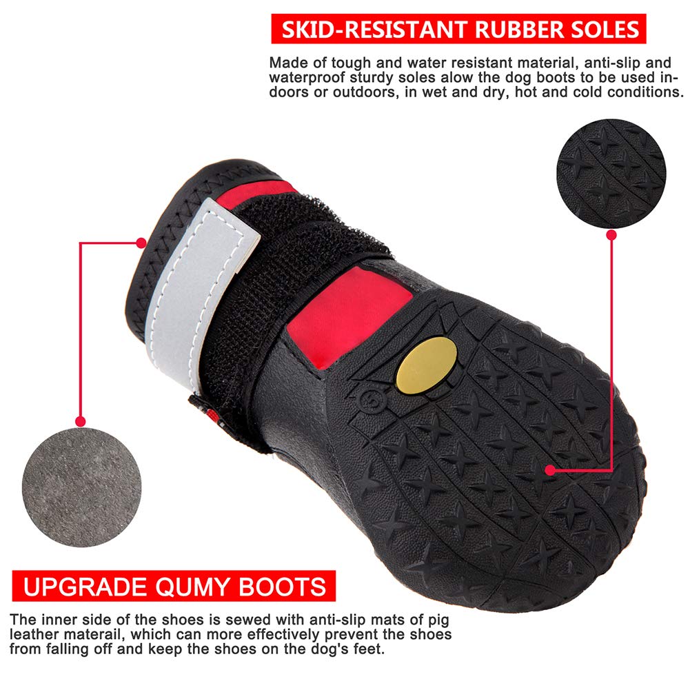QUMY Dog Shoes for Medium Large Breed Dogs Boots Rugged Non Slip with ...