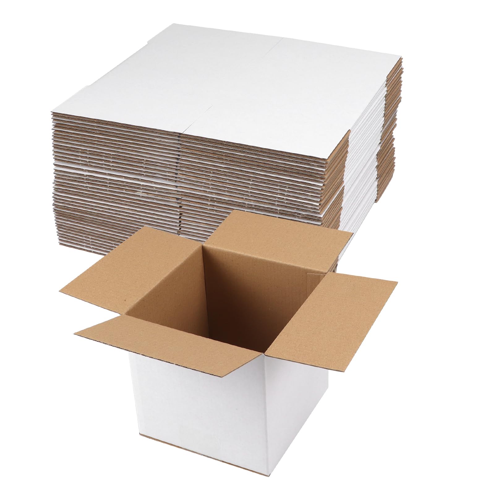Hoikwo 6x6x6 Shipping Boxes Set of 40, White Corrugated Cardboard Box ...