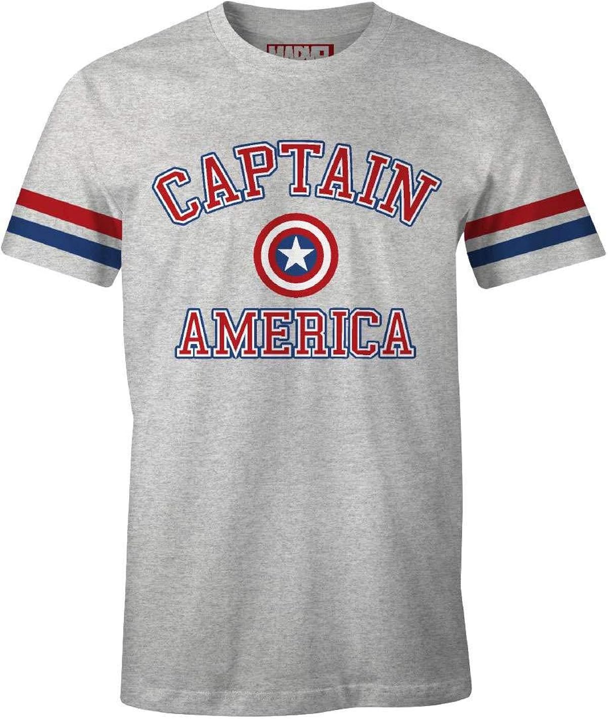Captain America Men's T-Shirt College Style Marvel Gray : Amazon.co.uk ...