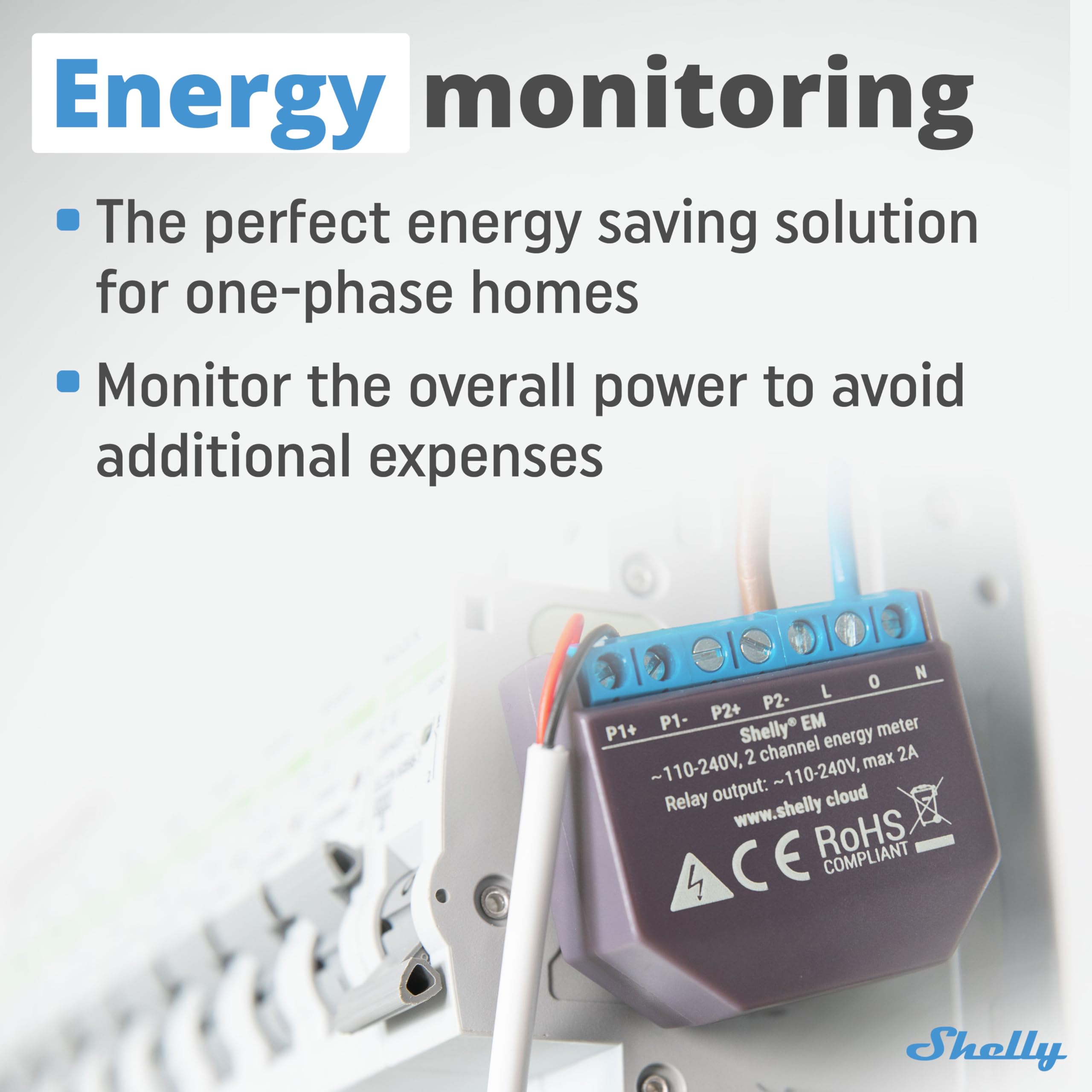 Shelly EM + 50A Clamp | Wi-Fi-Operated Smart Energy Meter And Contactor ...