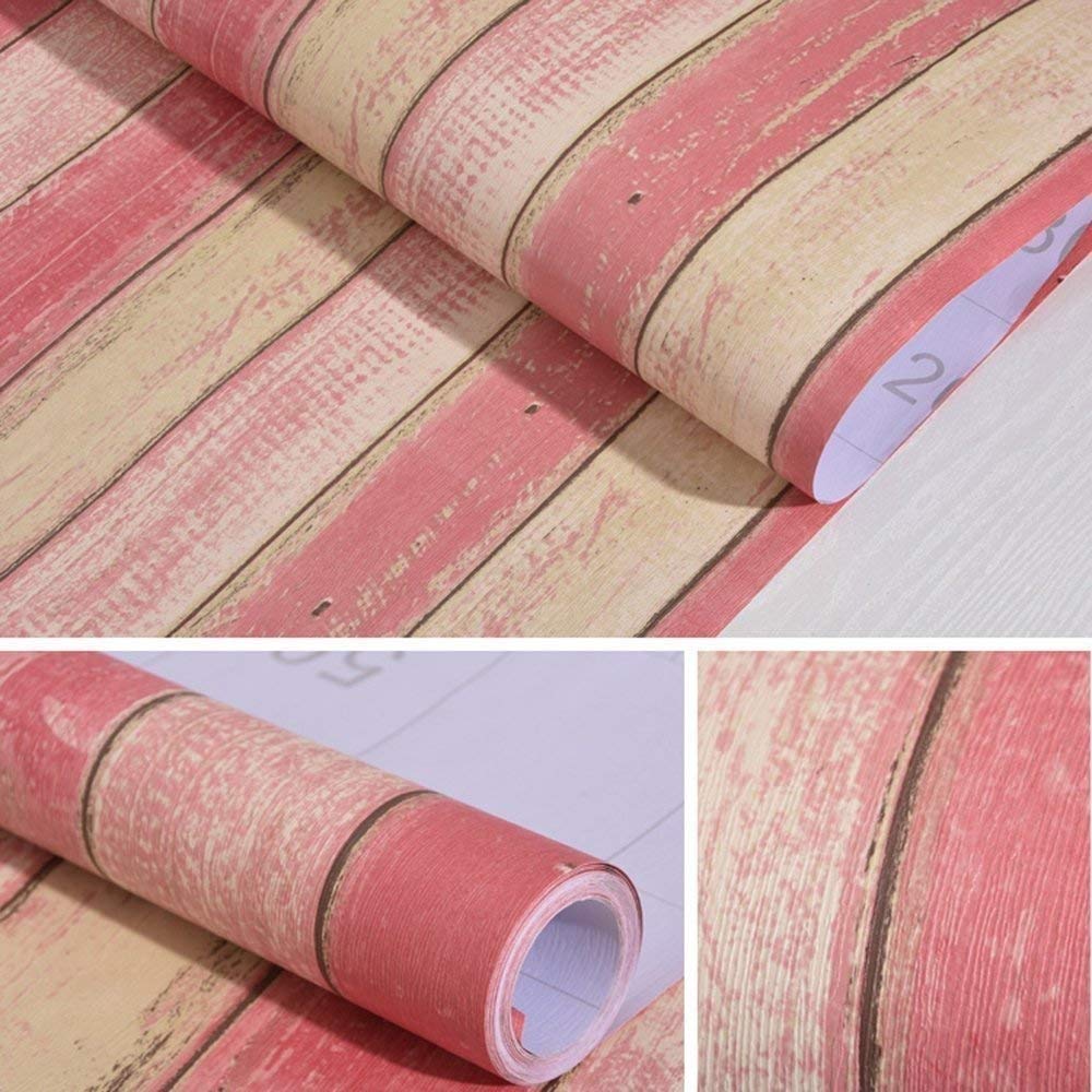 Peel And Stick Wallpaper Vintage Contact Paper Decorative Pink Wood ...